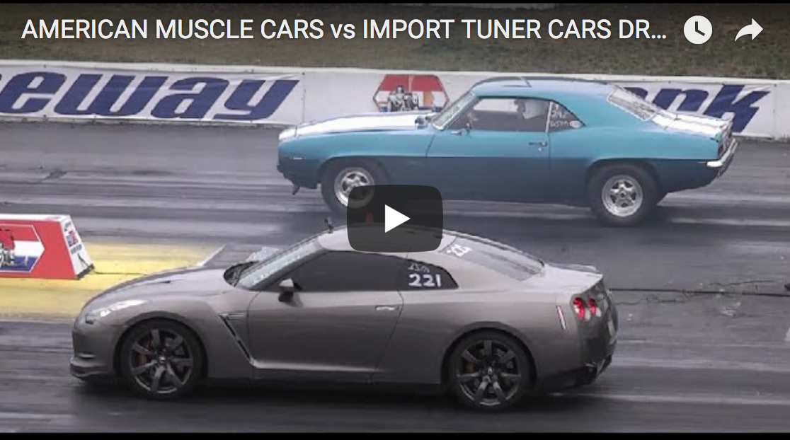 AMERICAN MUSCLE CARS vs IMPORT TUNER CARS DRAG RACING - Muscle Car Fan