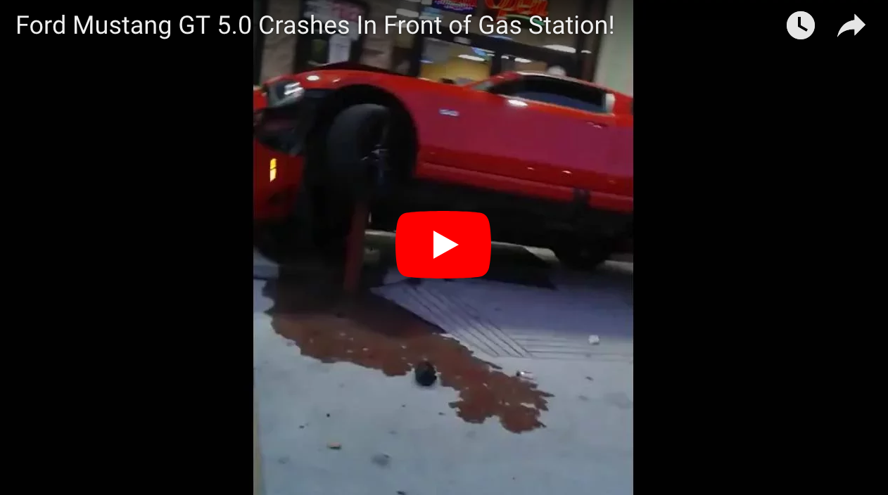 GIRL IN MUSTANG 5.0 CRASHES INTO GAS STATION – STARTING A STRING OF ...